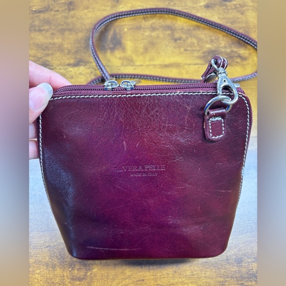 Vera Pelle | Bags | Vera Pelle Red Burgundy Italian Leather Mini ...